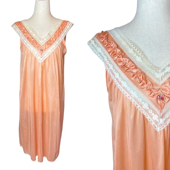 Vintage | Intimates & Sleepwear | Vintage 6s Peach Dreamsicle Lace Trim ...